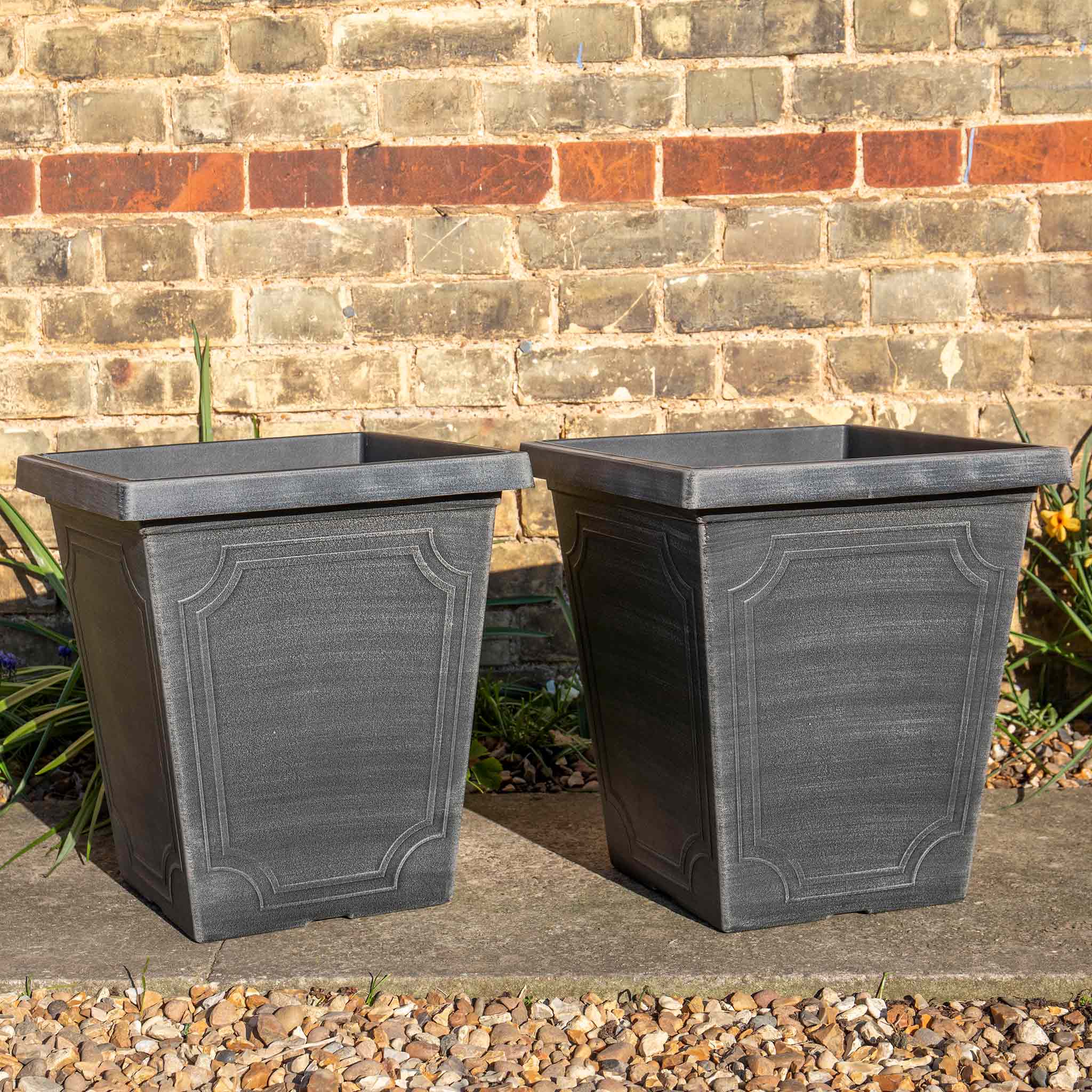 Estate Planter Tall Square in Chalk Effect 14in - Twin Pack | Marshalls ...