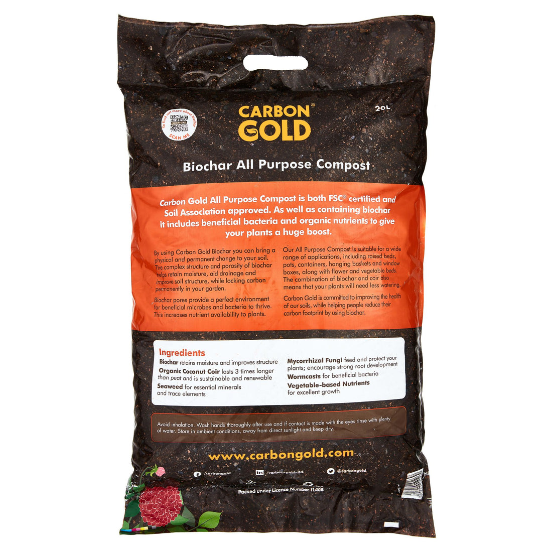 Carbon Gold Biochar All Purpose Compost 20L | Marshalls Garden