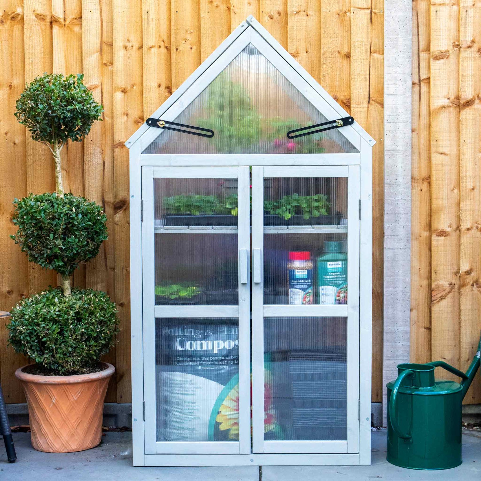 Grow It Wooden Growhouse Dove Grey | Marshalls Garden