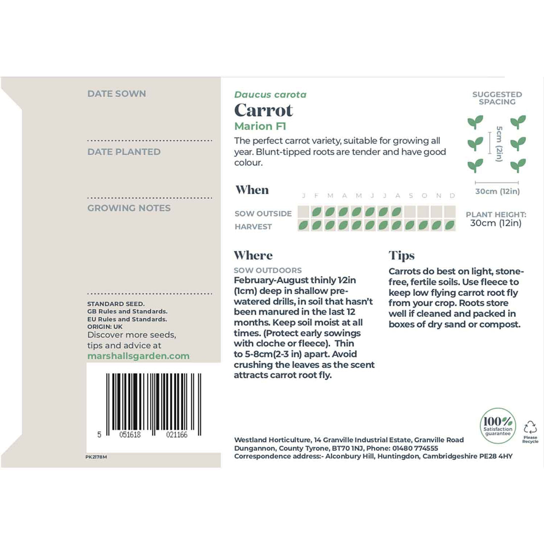 Carrot Seeds 'Marion' F1 | Marshalls Garden