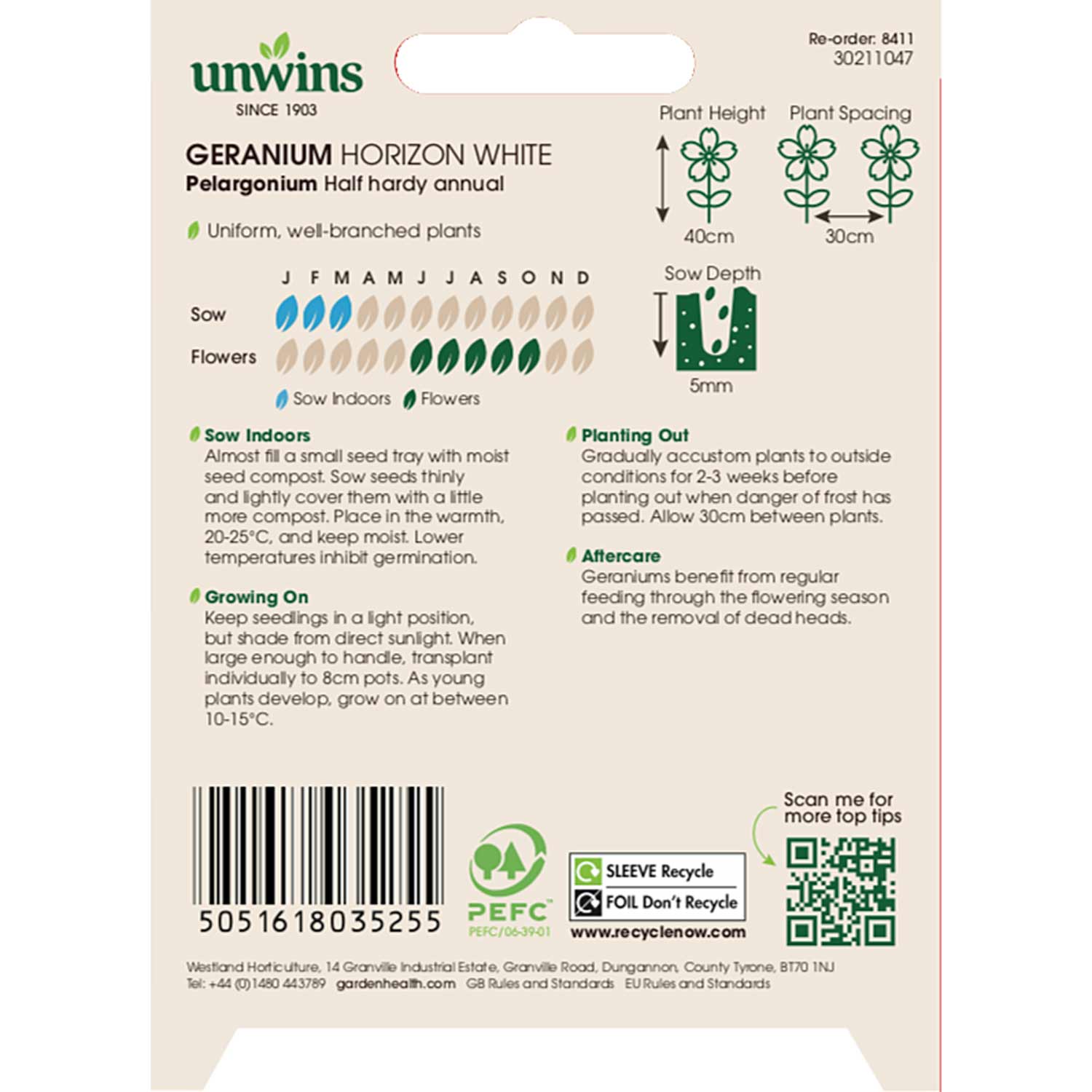 Geranium Seeds 'Horizon White' | Buy Geranium Seeds Online | Geranium ...